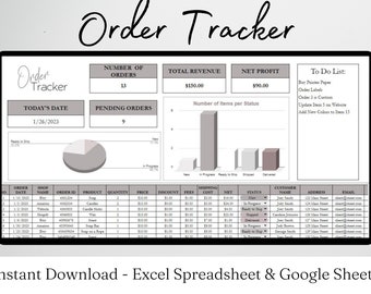 Order Tracker Google Sheets, Order Tracker Excel, Order Tracker ...