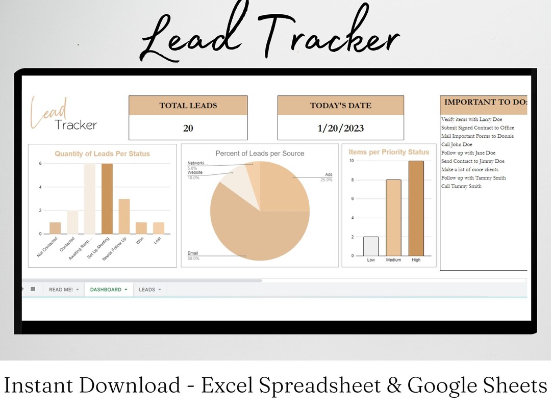 Lead Tracker Google Sheet, Lead Tracking Spreadsheet, Lead Tracker ...