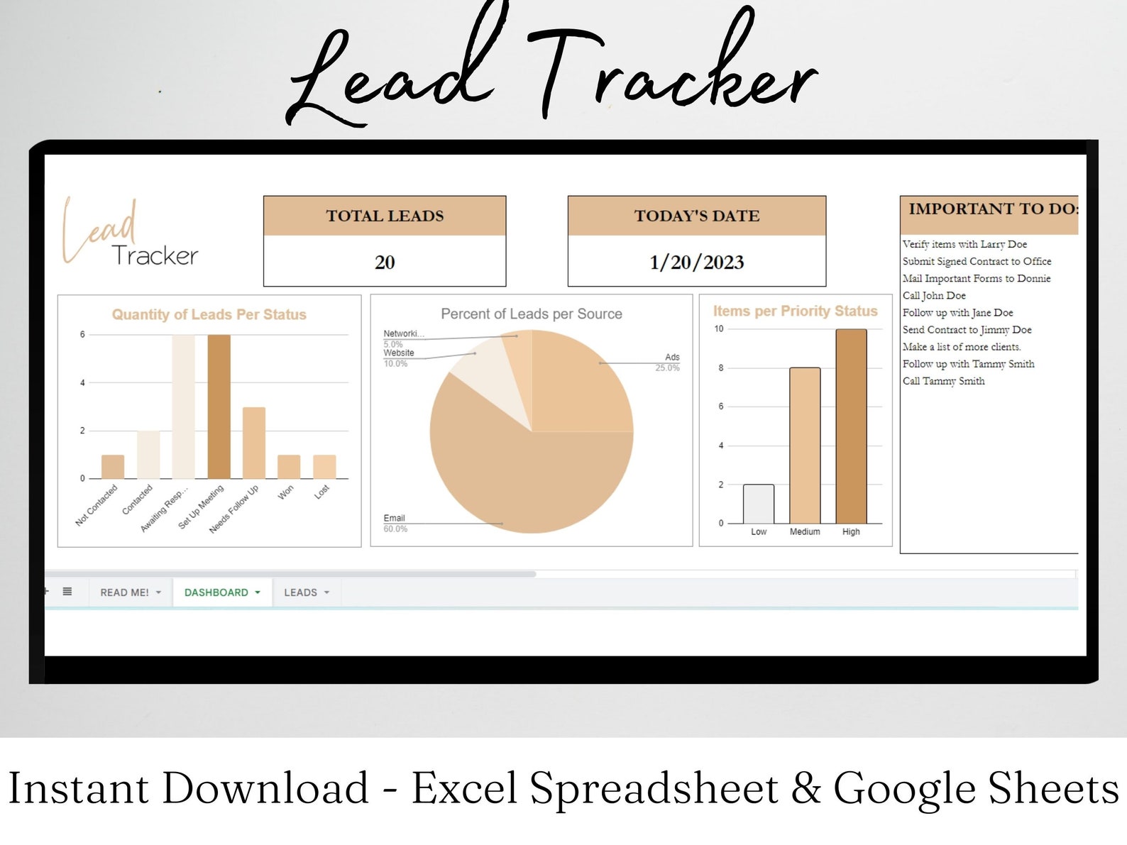 Lead Tracker Google Sheet, Lead Tracking Spreadsheet, Lead Tracker ...