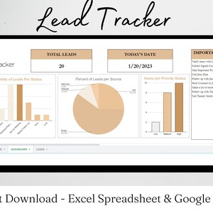 Lead Tracker Google Sheet, Lead Tracking Spreadsheet, Lead Tracker ...