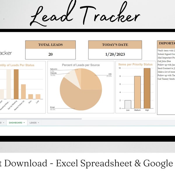 Lead Tracking Excel Sheet - Etsy