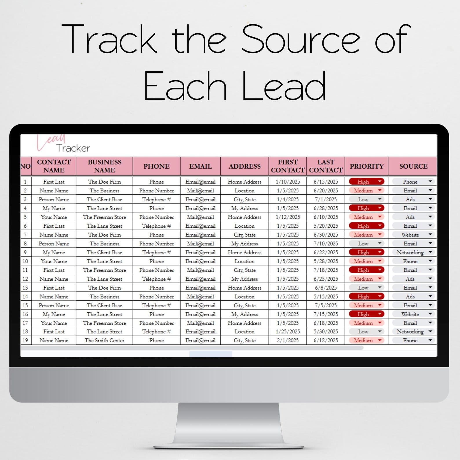 Lead Tracking Spreadsheet, Lead Tracker Google Sheet, Lead Tracker ...