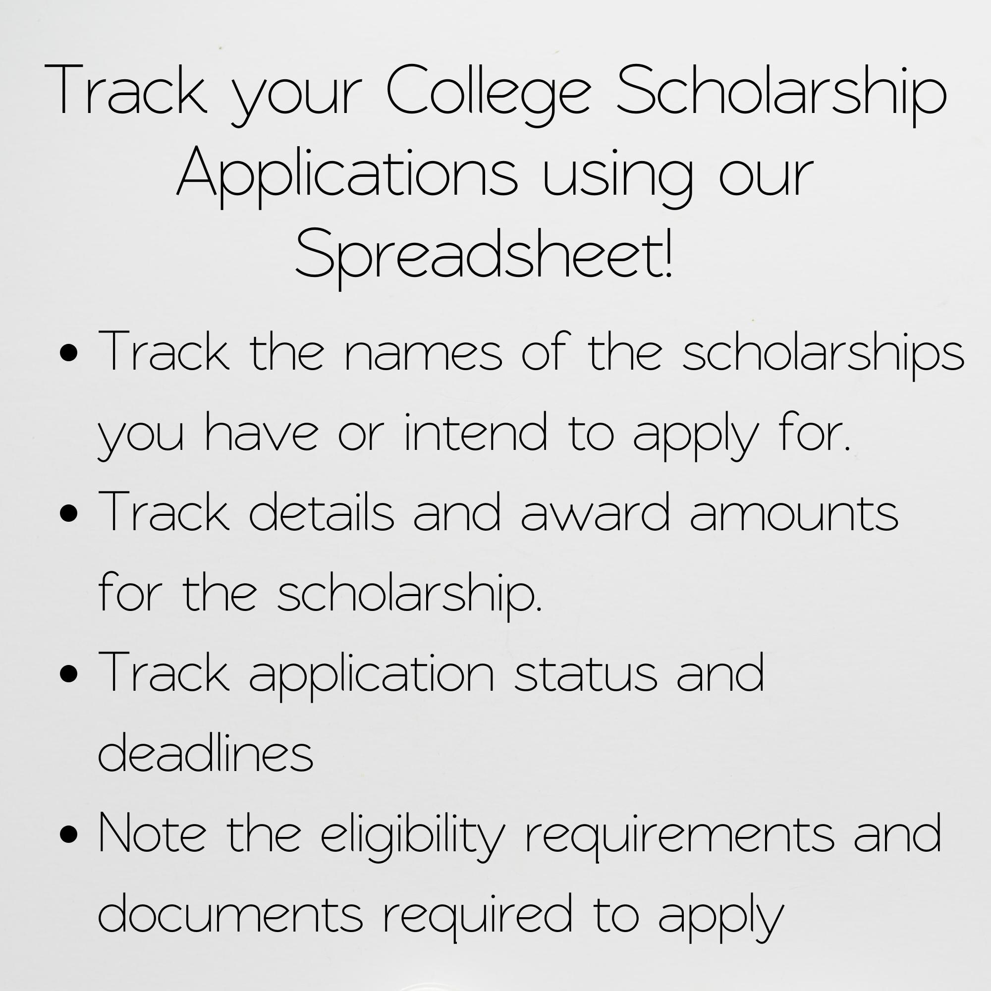 Scholarship Tracker Spreadsheet Template, College Scholarship Tracker ...