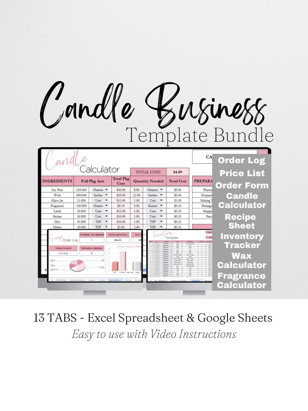 Candle Business Templates Bundle Google Sheets, Candles Business ...