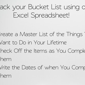 Bucket List Template Excel Spreadsheet, Bucket List Journal, Bucket ...