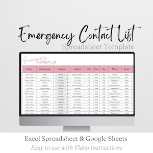 Emergency Contact List Template Excel Spreadsheet, Emergency ...