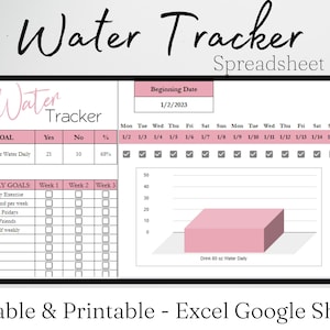 Water Tracker Template Excel Spreadsheet, Water Tracking Google Sheets ...