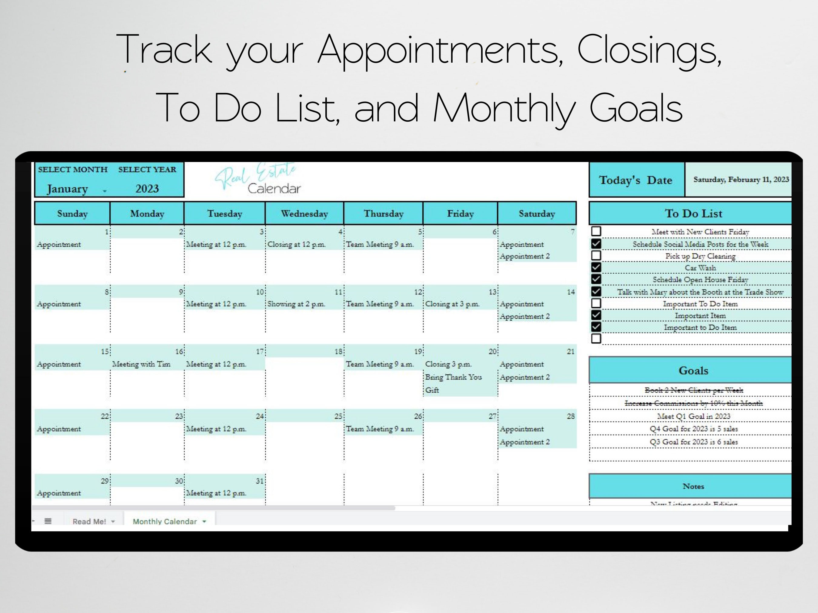 Real Estate Calendar Google Sheet Template, Real Estate Monthly ...