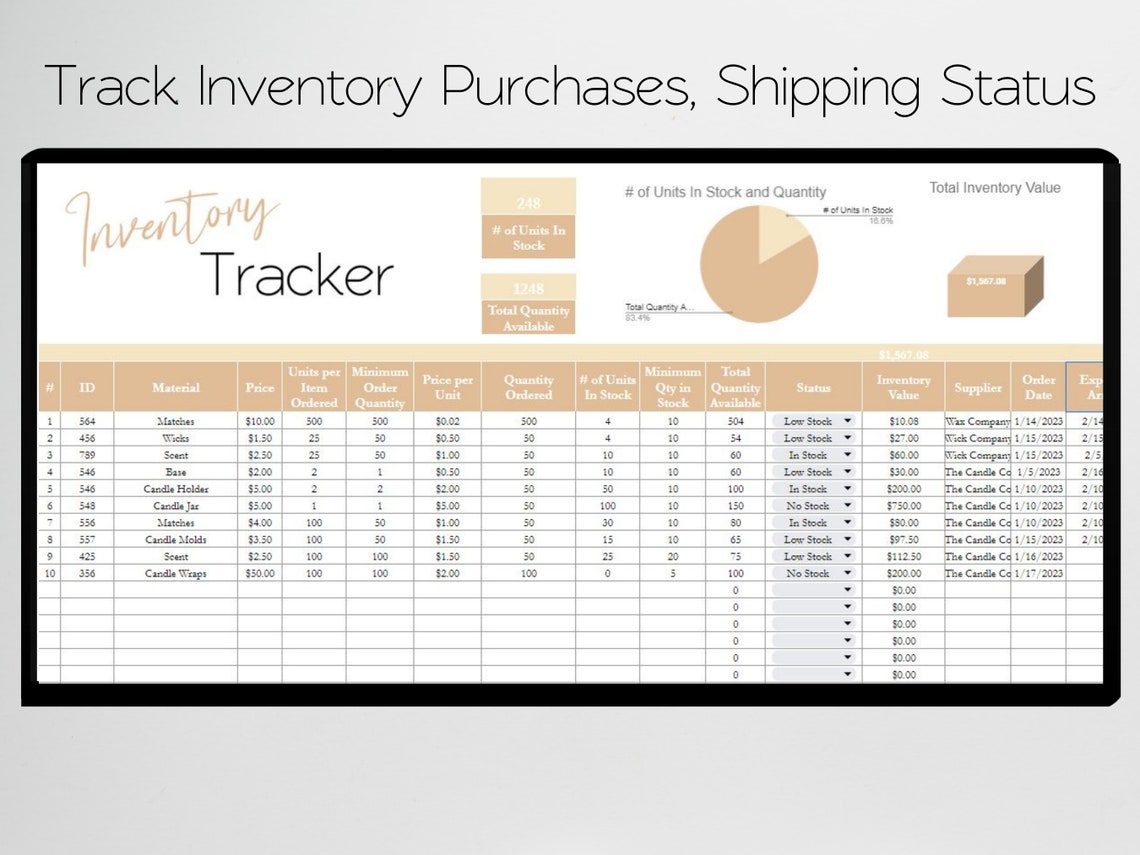 Inventory Spreadsheet Google Sheets Inventory Tracking - Etsy