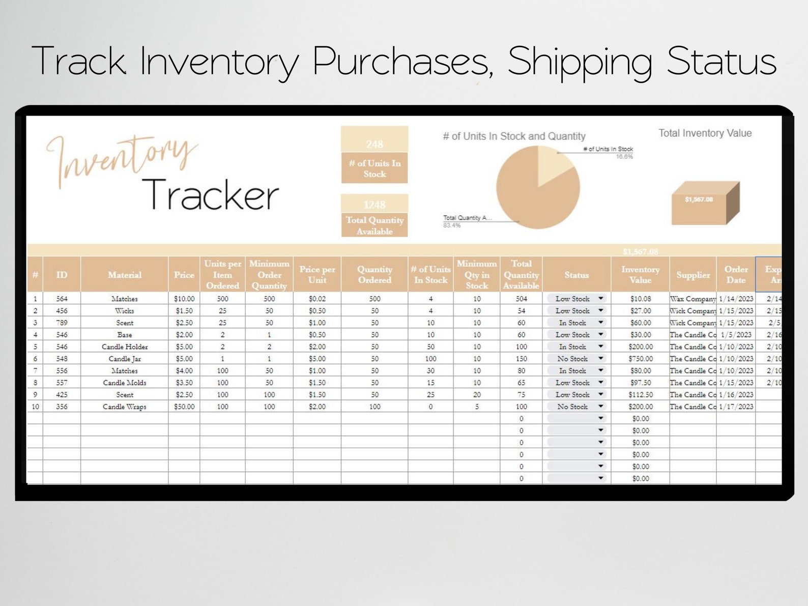 Inventory Spreadsheet Google Sheets, Inventory Tracking Spreadsheet ...