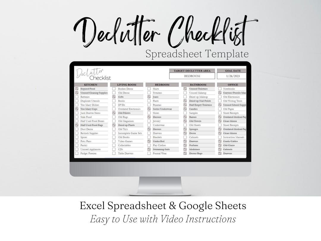 Declutter List, Home Organizer, Declutter Tracker Purge Checklist ...