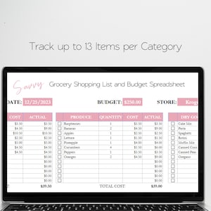 Grocery Budget Spreadsheet, Grocery Shopping List Template Groceries ...