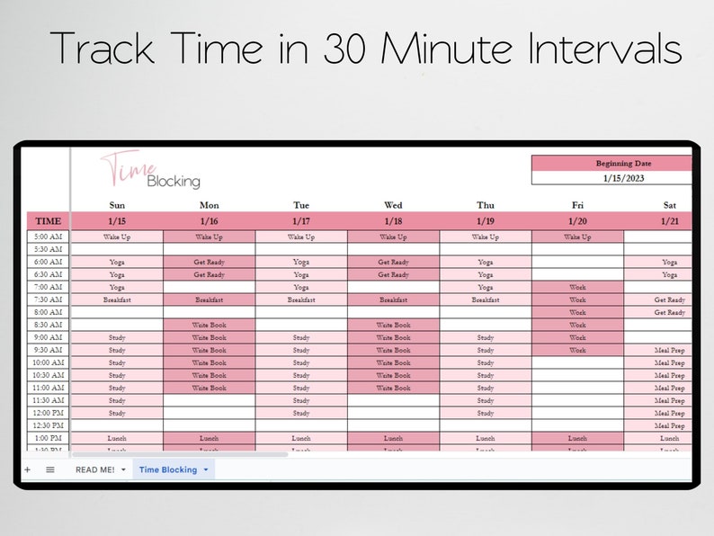Time Blocking Template Google Sheet Time Blocking Planner - Etsy