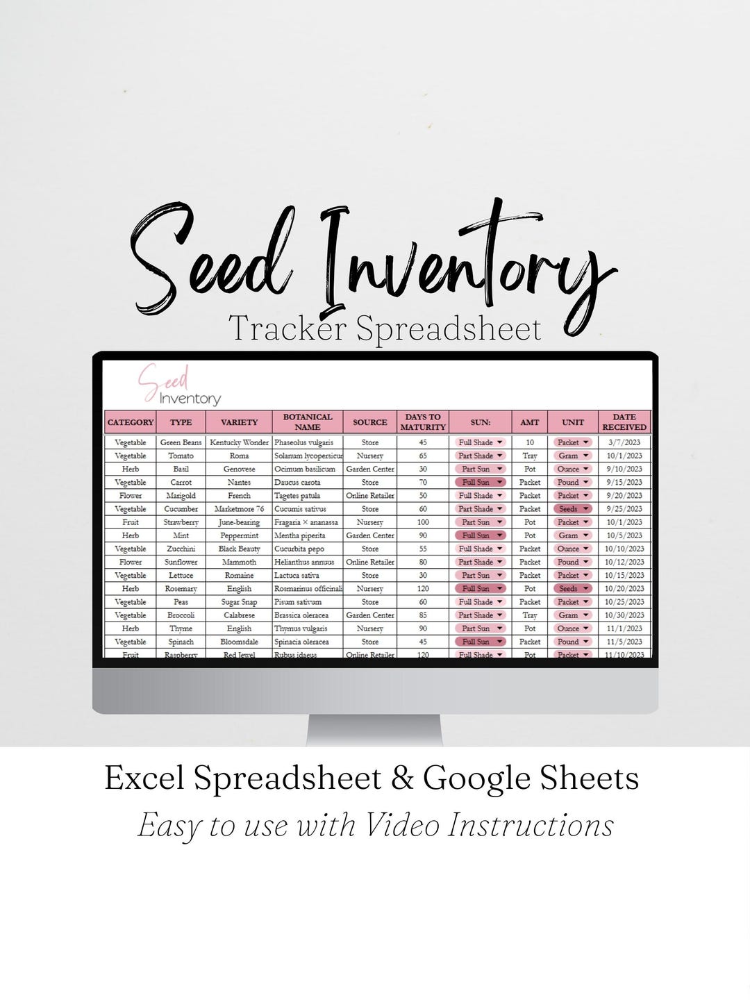 Seed Inventory Tracker, Garden Seeds Organization, Seed Starting, Seed ...