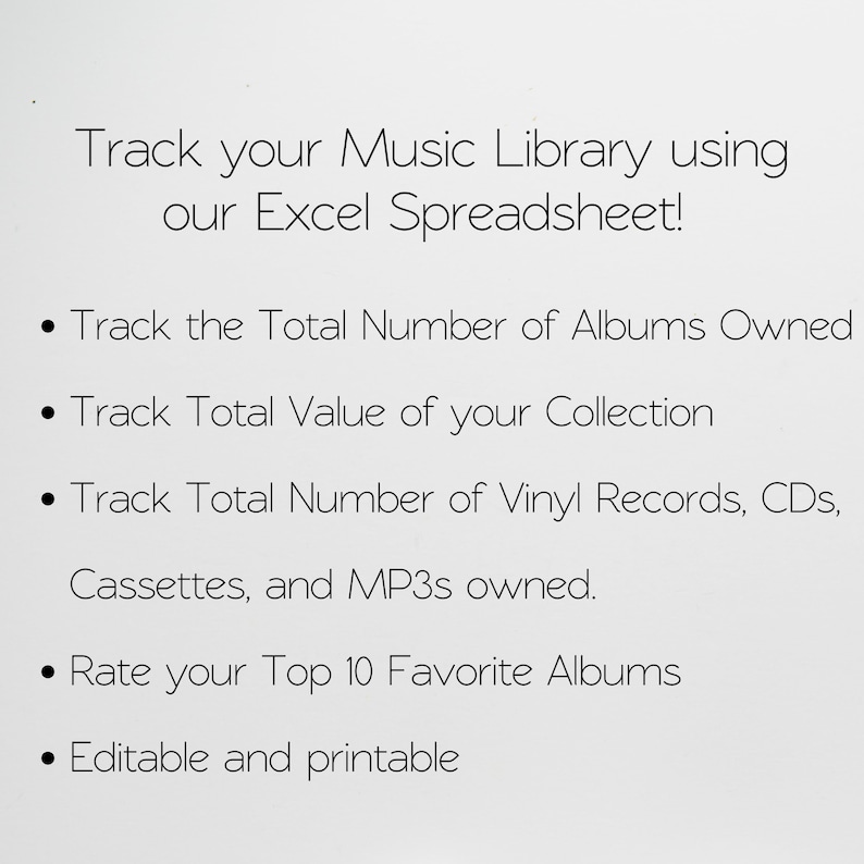 Music Collection Tracker Excel Spreadsheet, Music Tracker Google Sheets ...