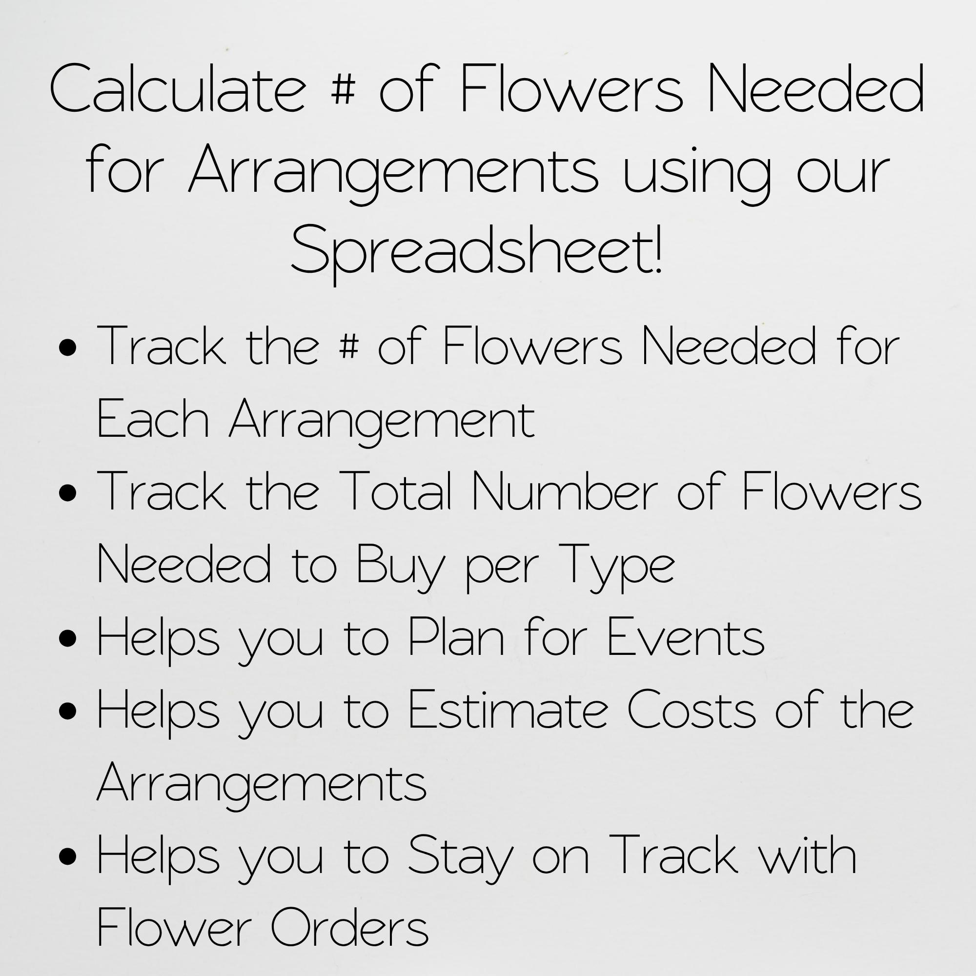 Stem Count Calculator Spreadsheet Template, Flower Business, Floral ...