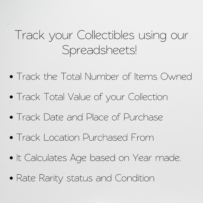 Collection Tracker Template Excel Spreadsheet, Comics, Model Cars ...