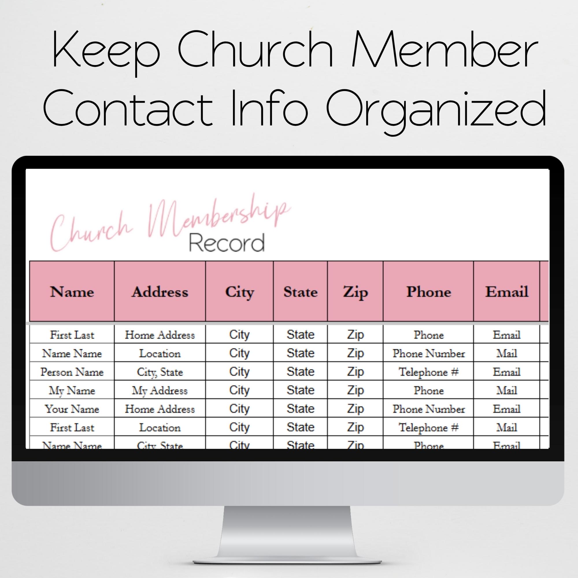 Church Membership Directory Template Excel Spreadsheet, Church ...
