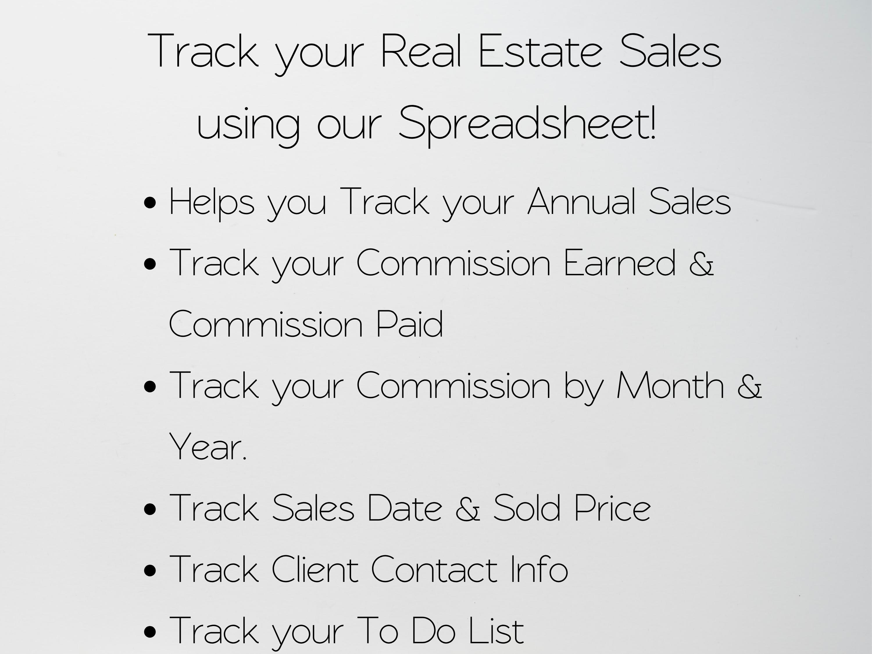 Real Estate Sales Tracker, Real Estate Sales Sheet, Real Estate ...