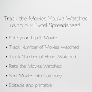 Movie Tracker Excel Spreadsheet, Movies Tracking Google Sheets, Film ...