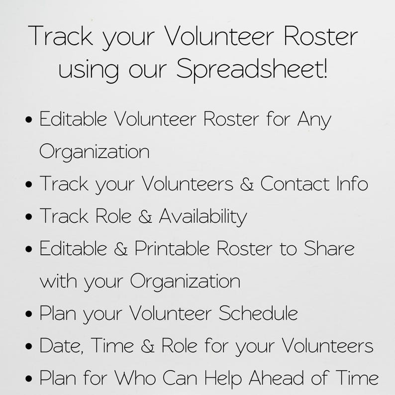 Volunteer Roster, Volunteer Schedule, Editable Scheduling Template ...