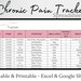 Chronic Pain Tracker Excel Spreadsheet, Chronic Pain Journal Template ...