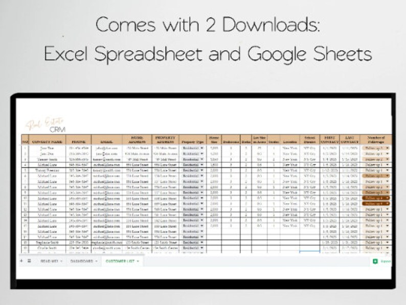 Realtor CRM, Realtor Client Tracker, Realtor Client Sheet, Realtor ...