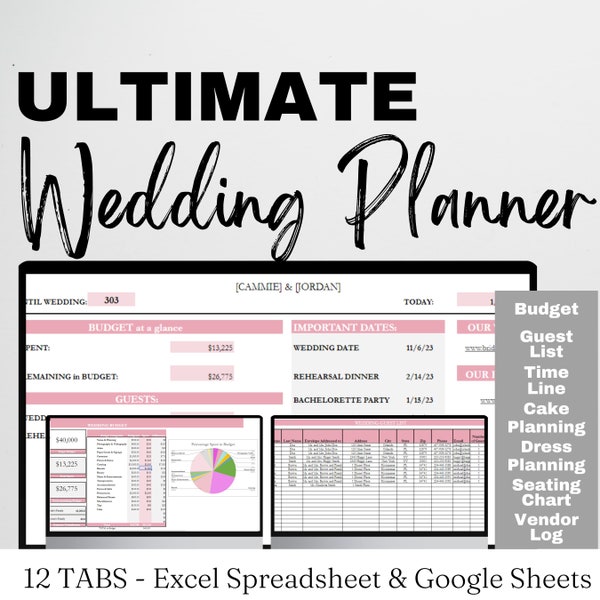 Excel Wedding Planner - Etsy