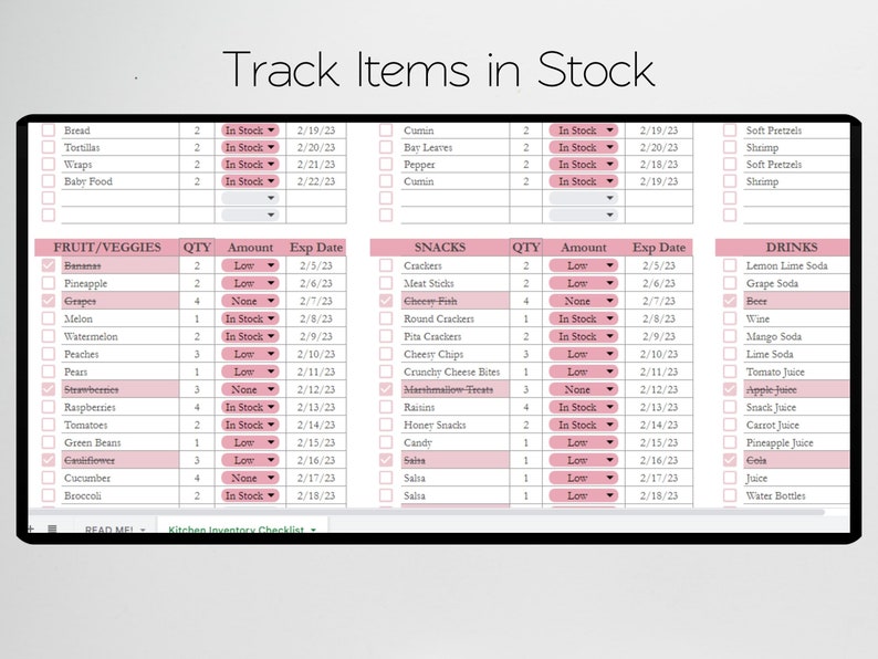 Kitchen Inventory Template Pantry Inventory Spreadsheet List - Etsy