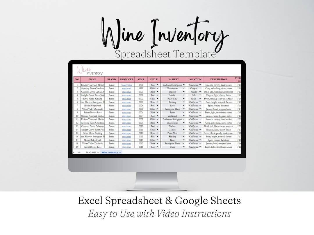 Wine Inventory Template, Wine Collection, Wine List, Inventory Tracker ...