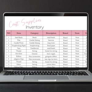 Craft Supplies Inventory Tracker Excel Spreadsheet Crafts Organization, Craft Supplies Stash ...
