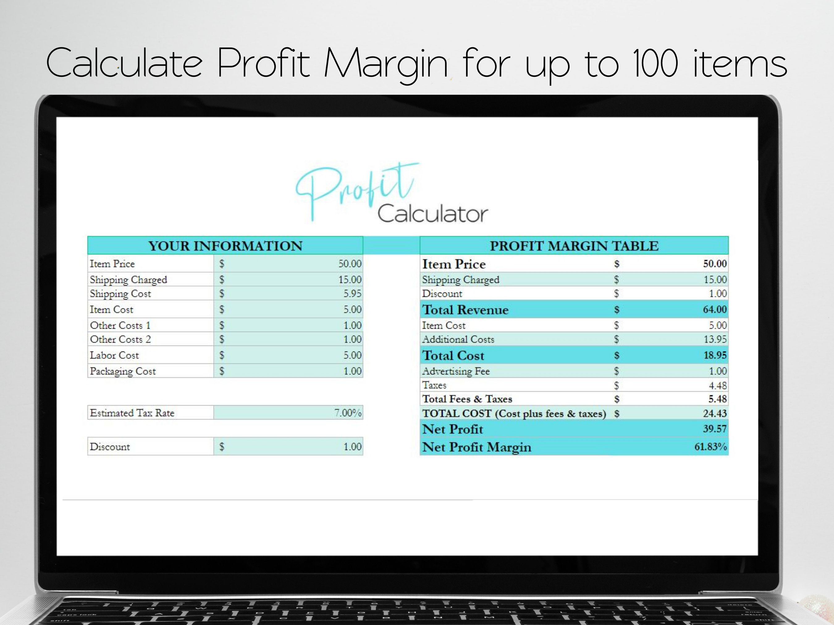 Profit Margin Tracker, Product Pricing Sheet, Product Price Spreadsheet ...