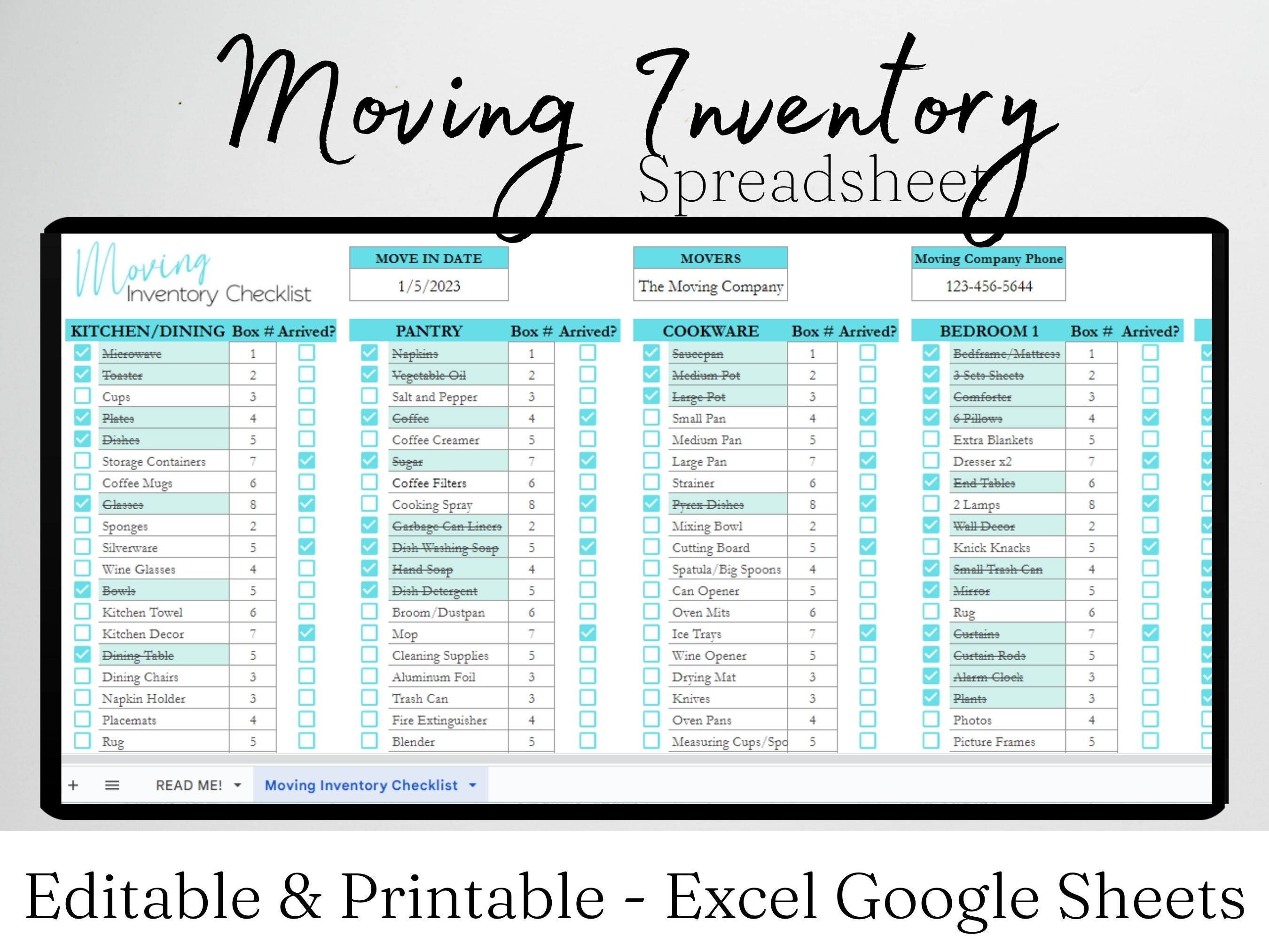 Moving Home Inventory Checklist Moving Planning Template - Etsy