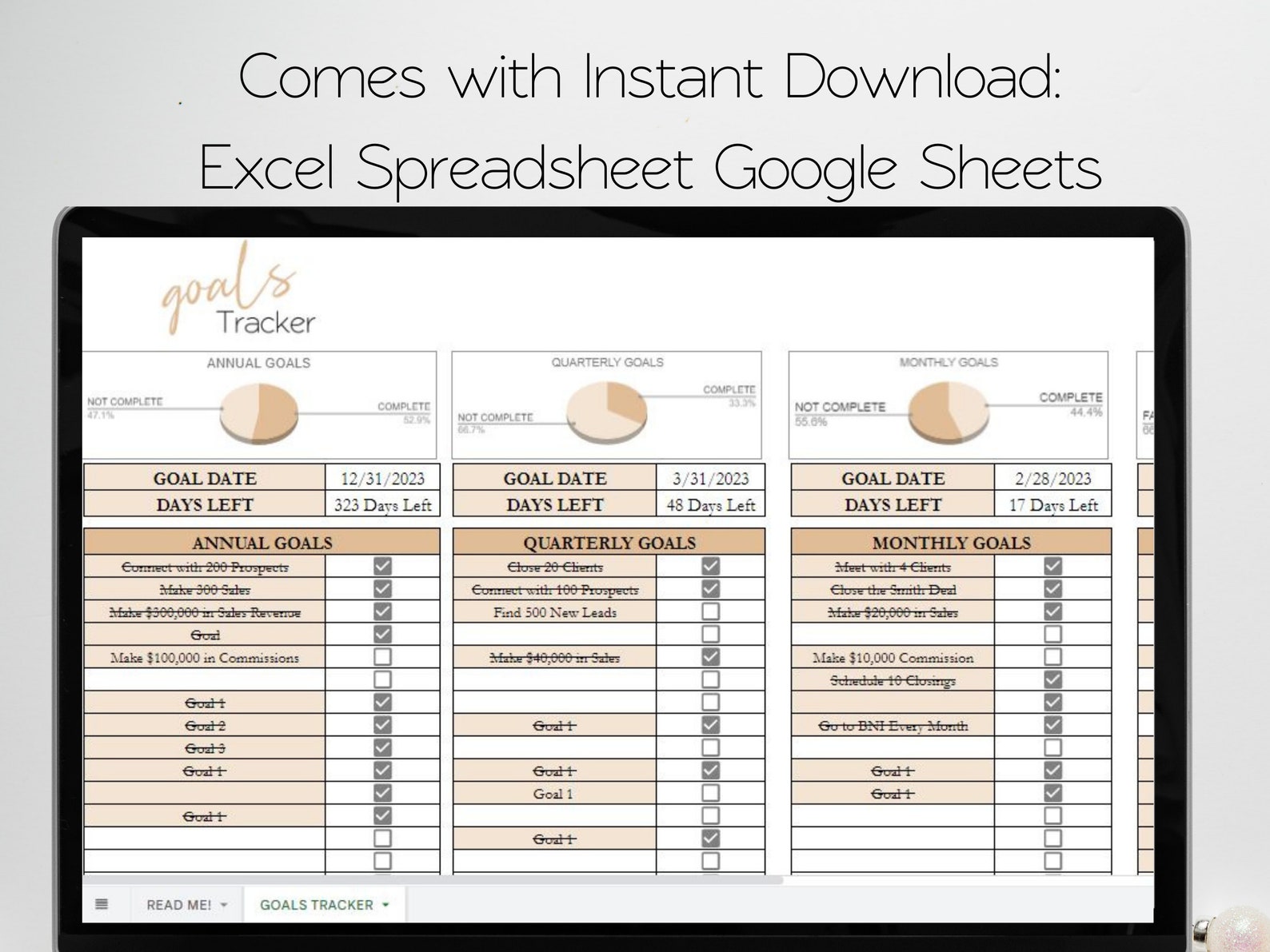 Goal Tracker Google Sheet, Goals Tracker Excel, Goals Tracker Template ...