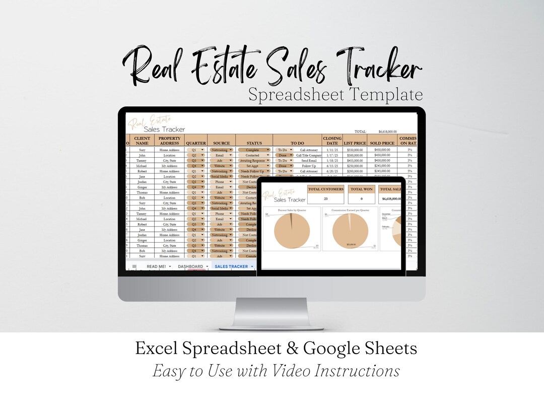 Real Estate Sales Tracker, Real Estate Sales Sheet, Real Estate ...