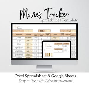 Movie Tracker Excel Spreadsheet, Movies Tracking Google Sheets, Film ...