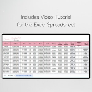 Church Membership Directory Template Excel Spreadsheet, Church ...