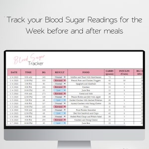 Blood Sugar Tracker Excel Spreadsheet Template, Type 1 Diabetes Tracker ...