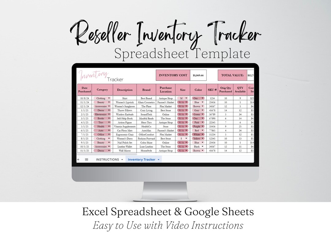 Reseller Inventory Tracker Business Spreadsheet Template, Inventory Log ...