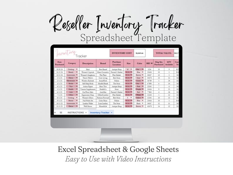 Reseller Inventory Tracker Business Spreadsheet Template, Inventory Log ...