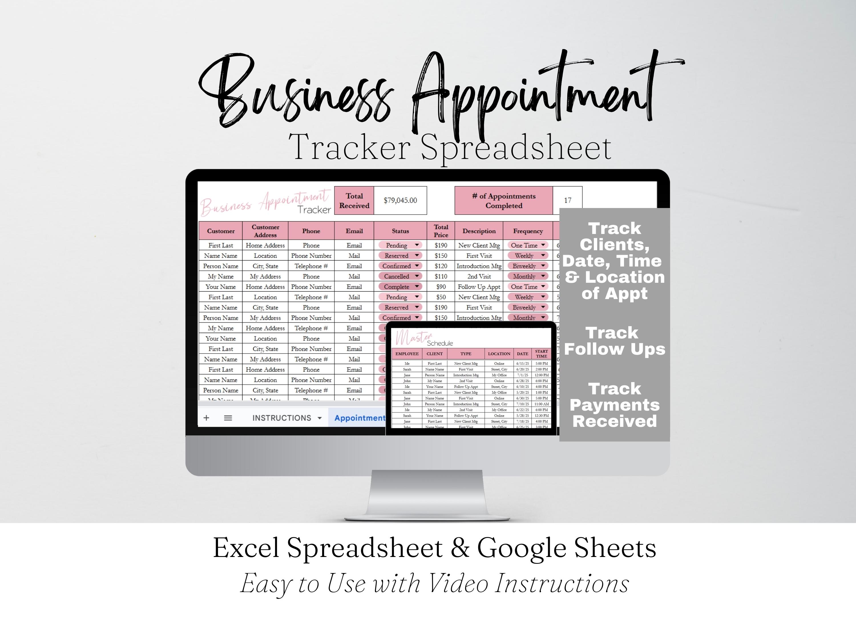 Appointment Planner Template, Small Business Booking Tracker, Meeting ...