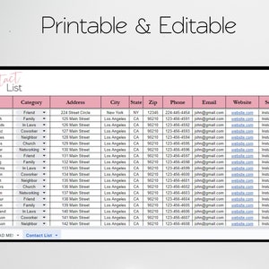 Contact List Template Excel Spreadsheet, Contact List Google Sheet ...