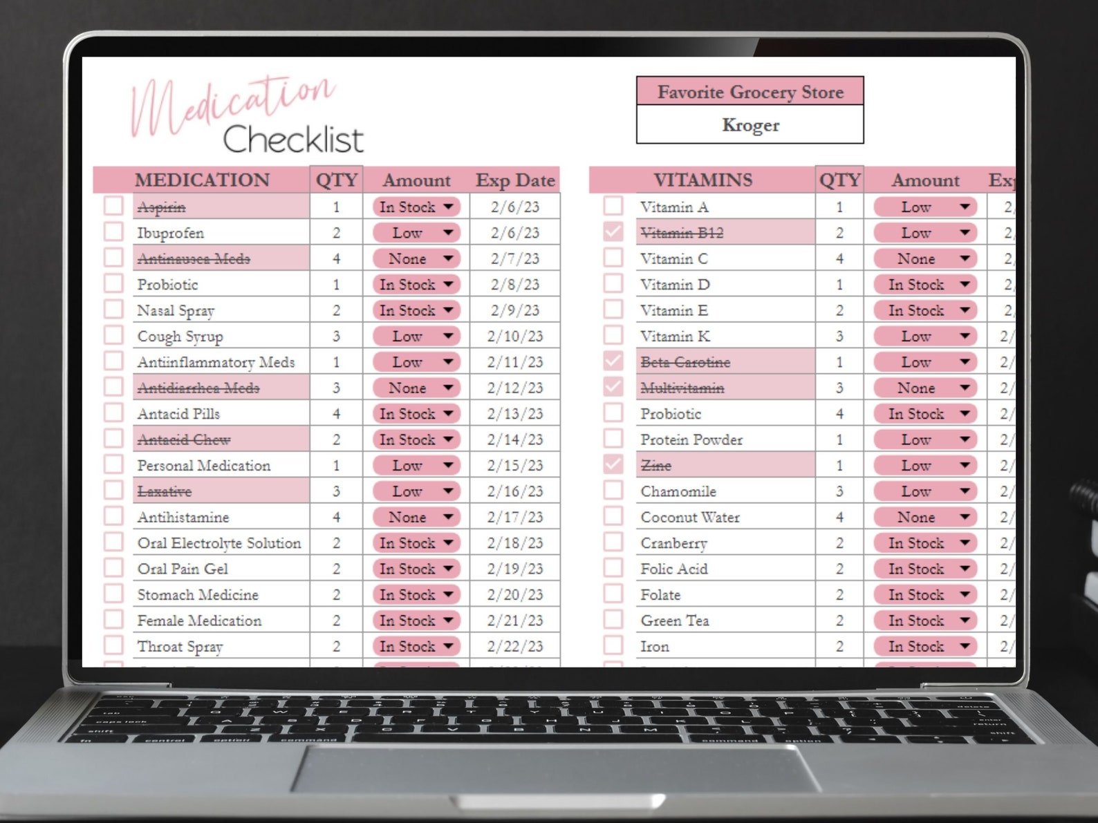Medication Checklist Medication Tracker Daily Medication - Etsy