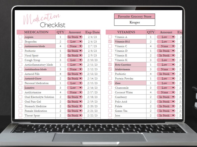 Medication Checklist Medication Tracker Daily Medication - Etsy