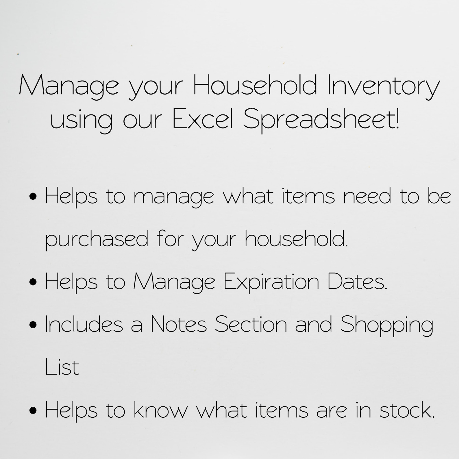 Household Inventory Checklist, Home Inventory Tracker Template, Food ...