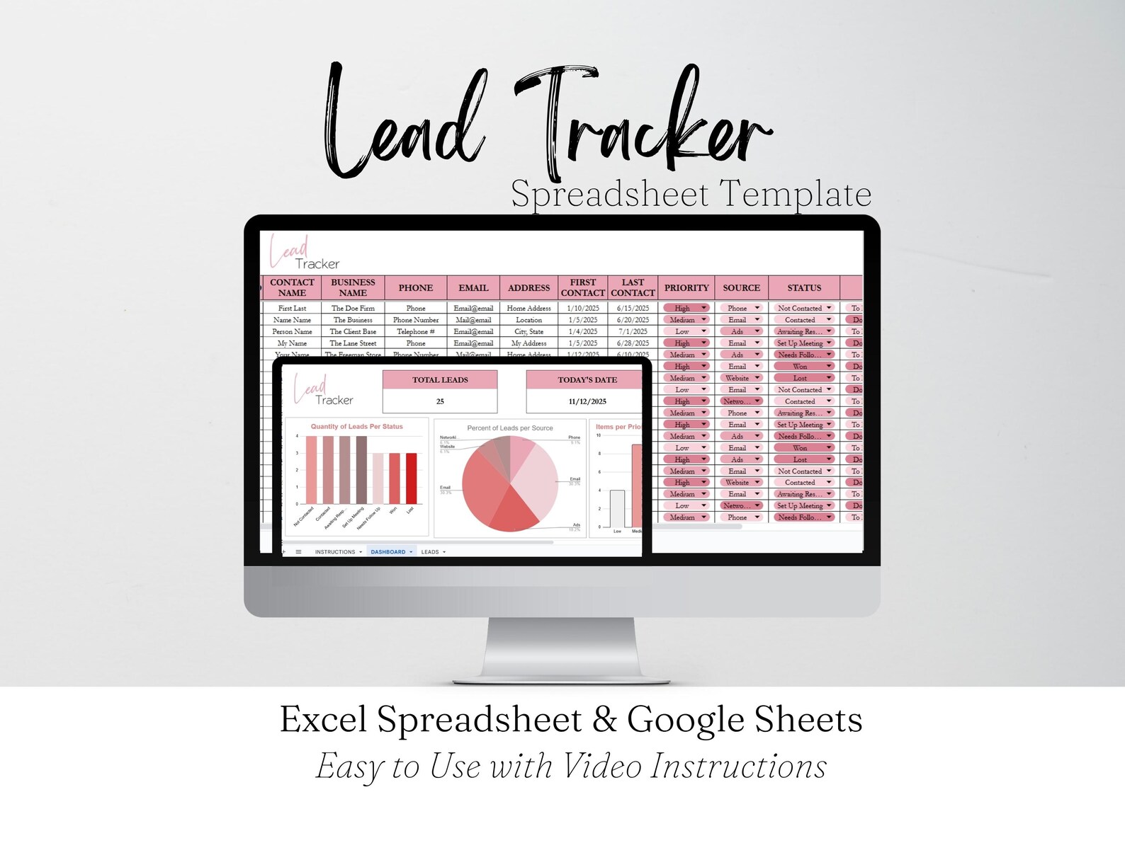 Lead Tracking Spreadsheet, Lead Tracker Google Sheet, Lead Tracker ...