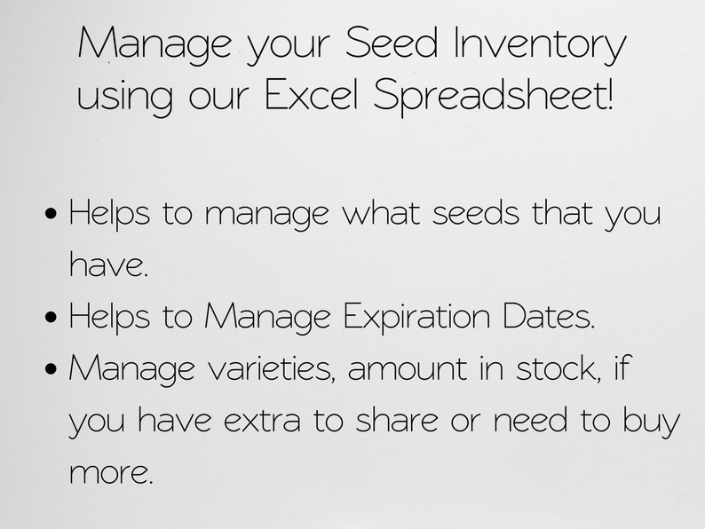 Seed Inventory Tracker Garden Seeds Organization Seed - Etsy