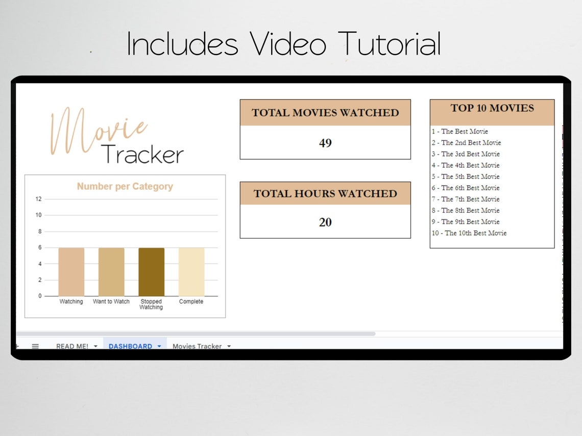 Movie Tracker Excel Spreadsheet Movies Tracking Google - Etsy