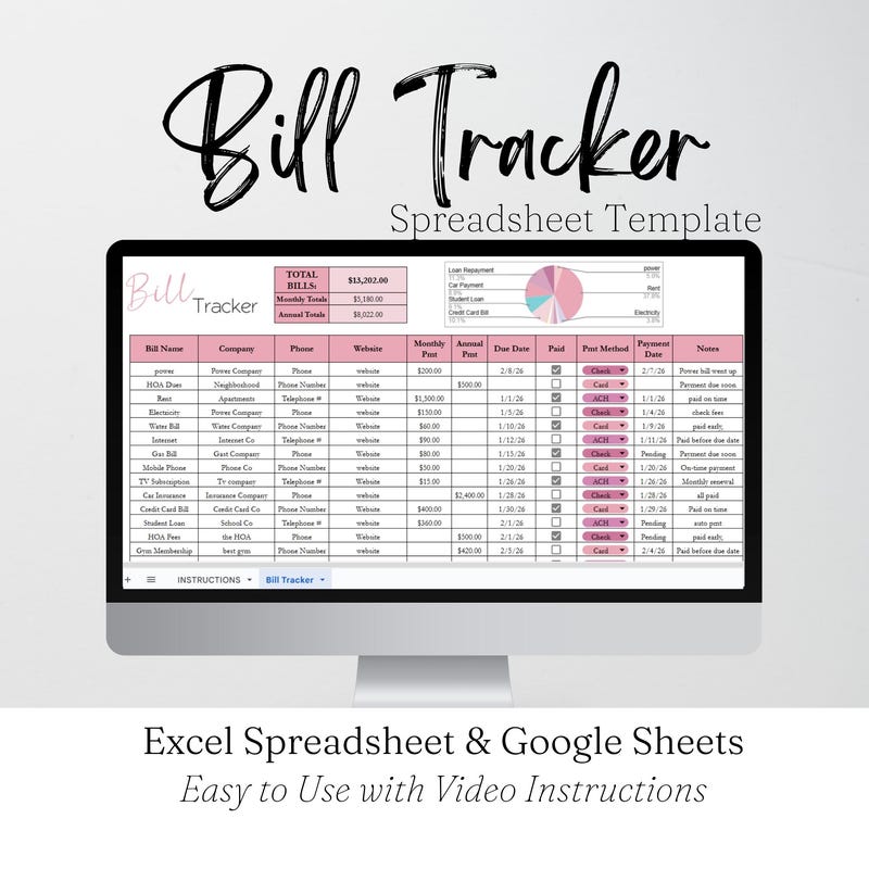 Excel Templates Cute - Etsy