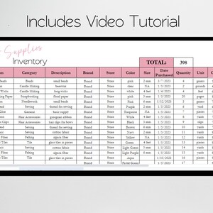 Craft Supplies Inventory Tracker Excel Spreadsheet Crafts Organization ...
